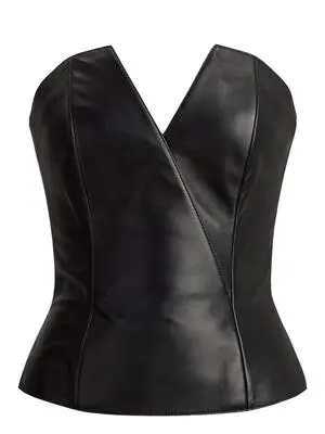 Ralph Lauren Leather Harling Bustier Top - Black