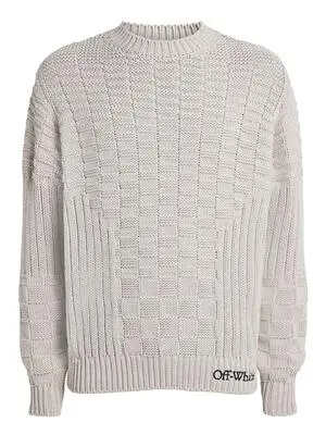 Off-White Cotton 3d Stitch Sweater - Beige