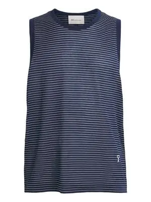 Ami Cotton Stripe De Coeur Tank Top - Blue