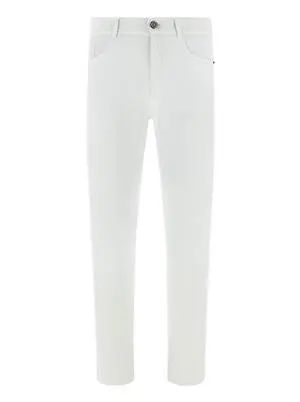 Boggi Milano Garment-dyed Straight-leg Denim-blend Jeans - Ice