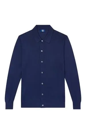 Fedeli Knitted Wool Polo Shirt - Blue