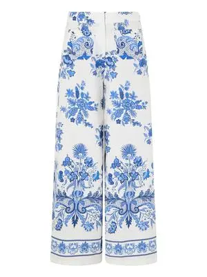 EMPORIO SIRENUSE Floral Printed Wide-Leg Cotton Pants