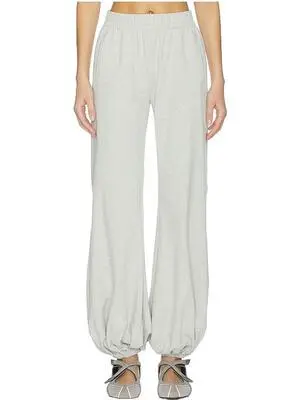 Norma Kamali Boyfriend Puff Jog Pant - Light Heather Grey