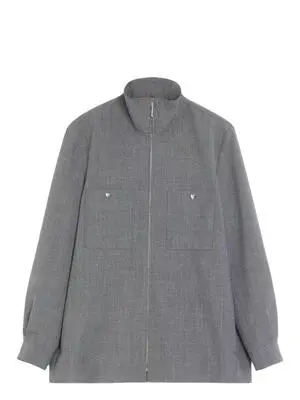 Valentino Garavani Mouliné Wool Shirt Jacket - Grey