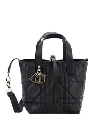 DIOR Christian Dior Toujours Vertical Macrocannage Quilt Calfskin Small Tote Bag