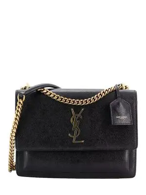 Saint Laurent Sunset Leather Medium Crossbody Bag - Black