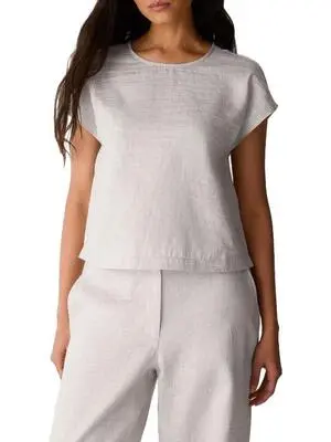 Eileen Fisher Linen Blend Striped Top - Wheat
