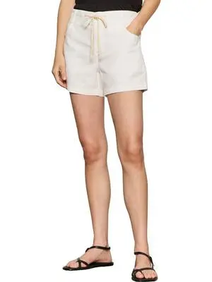Sanctuary Idyll Tie Waist Denim Shorts - Chalk White