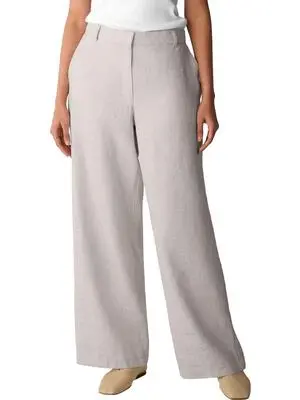Eileen Fisher High Waist Linen Blend Wide Leg Pants - Wheat