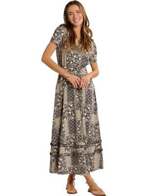 BRAKEBURN Katerina Printed Maxi Dress - Navy