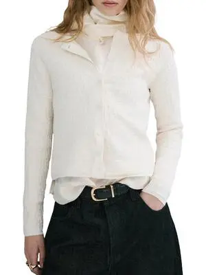 MANGO Tonal Grid Cardigan