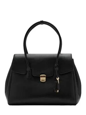 Mango City Faux Leather Satchel - Black