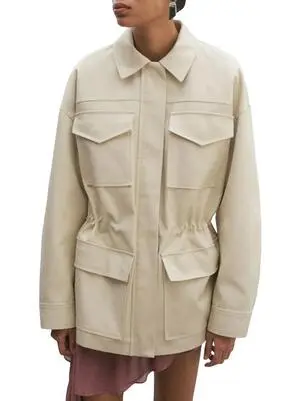Mango Oversized Cotton Jacket - Ecru
