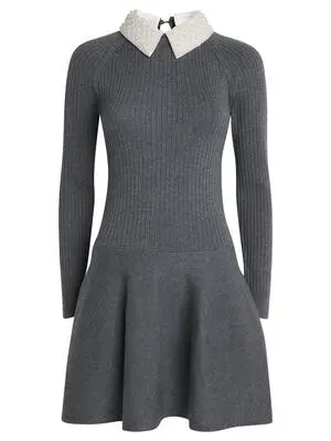 Maje Embellished Collar Knit Mini Dress - Black