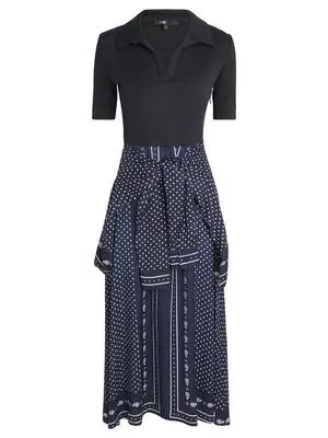 Maje Printed Layered Midi Dress - Blue