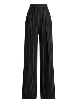 Ralph Lauren Cotton-linen-wool Stripe Jody Trousers - Black