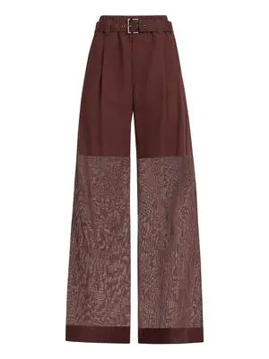 Brunello Cucinelli Cotton Organza Belted Trousers - Red