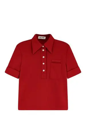 Miu Miu Polo Shirt With Lettering Logo Patch - Red