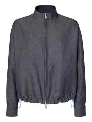 Fendi Reversible Denim Jacket With Embroidered Logo - Blue