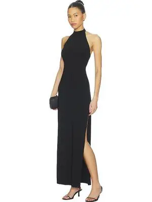 Norma Kamali Halter Long Dress With Side Slit - Black