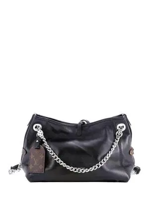 LOUIS VUITTON Carryall Cargo Hobo Pm Shoulder Bag Leather With Monogram Canvas - Black