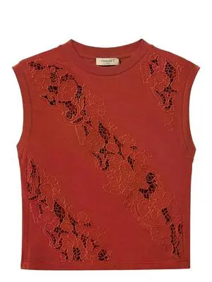 TWINSET Lace Detail Top - Brown