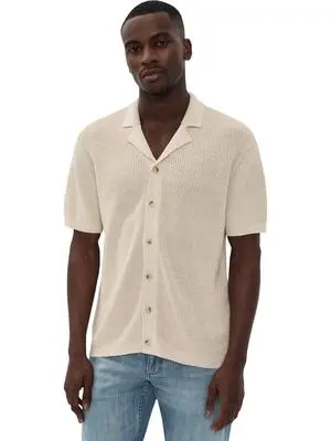 Onia Silk Linen Camp Shirt - Melange Taupe