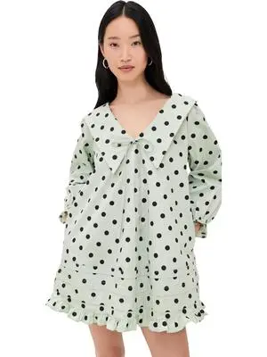 LISA SAYS GAH Leigh Dress Polka Mini Dress With Ruffle Trim - Dot