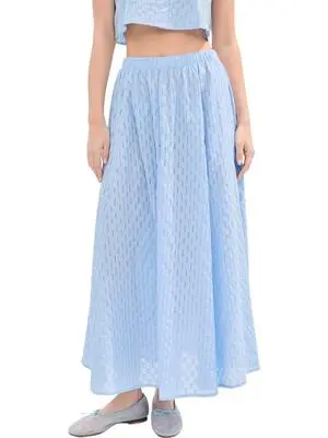 LE BOP Martha Eyelet Skirt - Blue