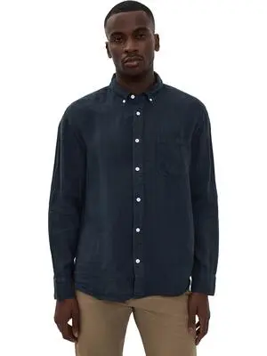 Billy Reid Tuscumbia Linen Button Down Shirt - Carbon Blue