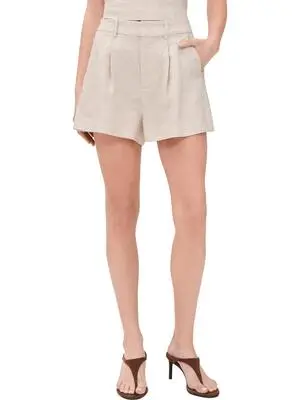 Good American Linen Blend Trouser Shorts - Oat