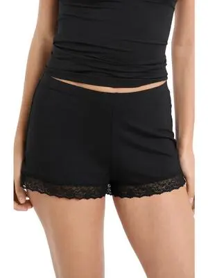 ETAM Lace Trim Shorts - Black
