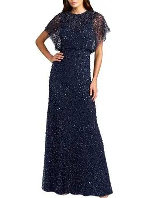 Mac Duggal Embellished Mesh Gown - Midnight