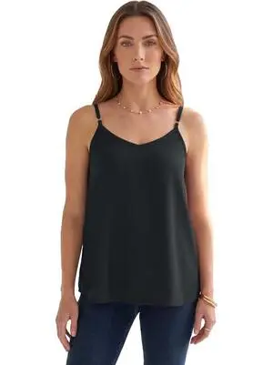 ROAMAN'S V-neck Cami With Adjustable Straps - Black