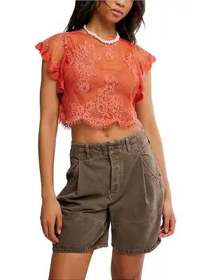 Free People Lunar Ash Lace Top - Sunset