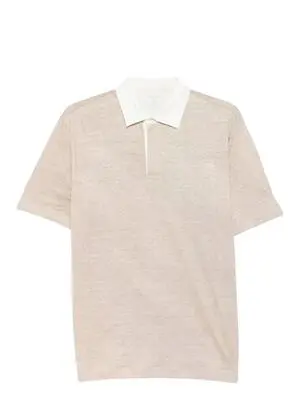 Eleventy Contrast-panel Polo Shirt - Neutrals