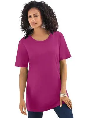 Roaman's Roaman's Cotton Crewneck Tee Raspberry