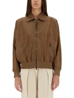Brunello Cucinelli Leather Jacket - Brown