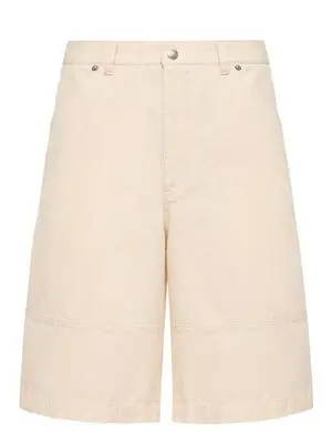 Moncler Linen And Cotton Gabardine Cargo Shorts - White