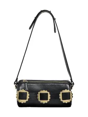 Cynthia Rowley Multi-buckle Leather Shoulder Bag - Black