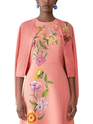Carolina Herrera Embellished Long Sleeve Cardigan - Sunset Multi