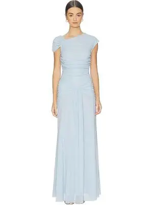 ROTATE BY BIRGER CHRISTENSEN ROTATE Maxi Asymmetric Dress In Baby Blue Plein Air