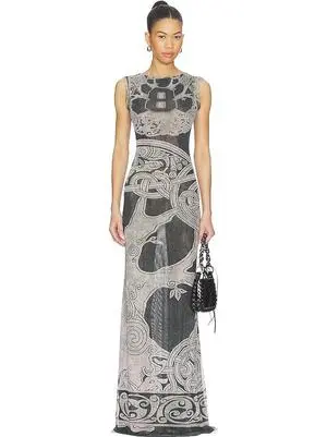 Ottolinger Sleeveless Mesh Maxi Gown - Black