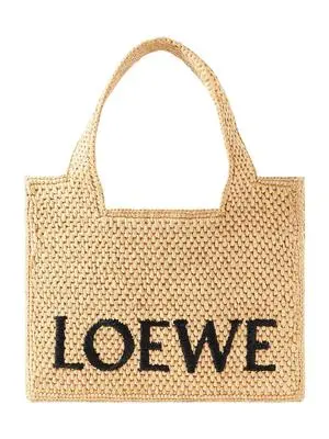 Loewe Paula's Ibiza Embroidered Raffia Tote Neutrals