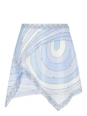Emilio Pucci Printed Silk-twill Mini Wrap Skirt - Blue