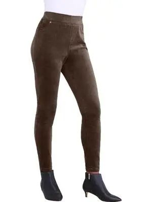 Roaman's Corduroy Leggings - Chocolate