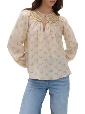 PER UNA BY M&S Embroidered Yoke Blouse - Yellow/ Multi