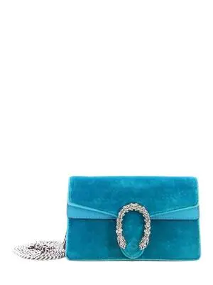 Gucci Gucci Dionysus Velvet Super Mini Crossbody Bag Blue