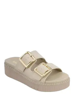 Mia Jacinta Buckle Strap Platform Sandals - Ecru