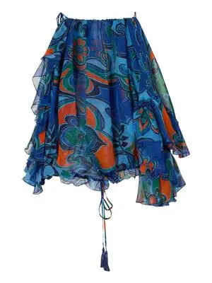 Etro Off-the-shoulder Ruffled Printed Blouse - Blue